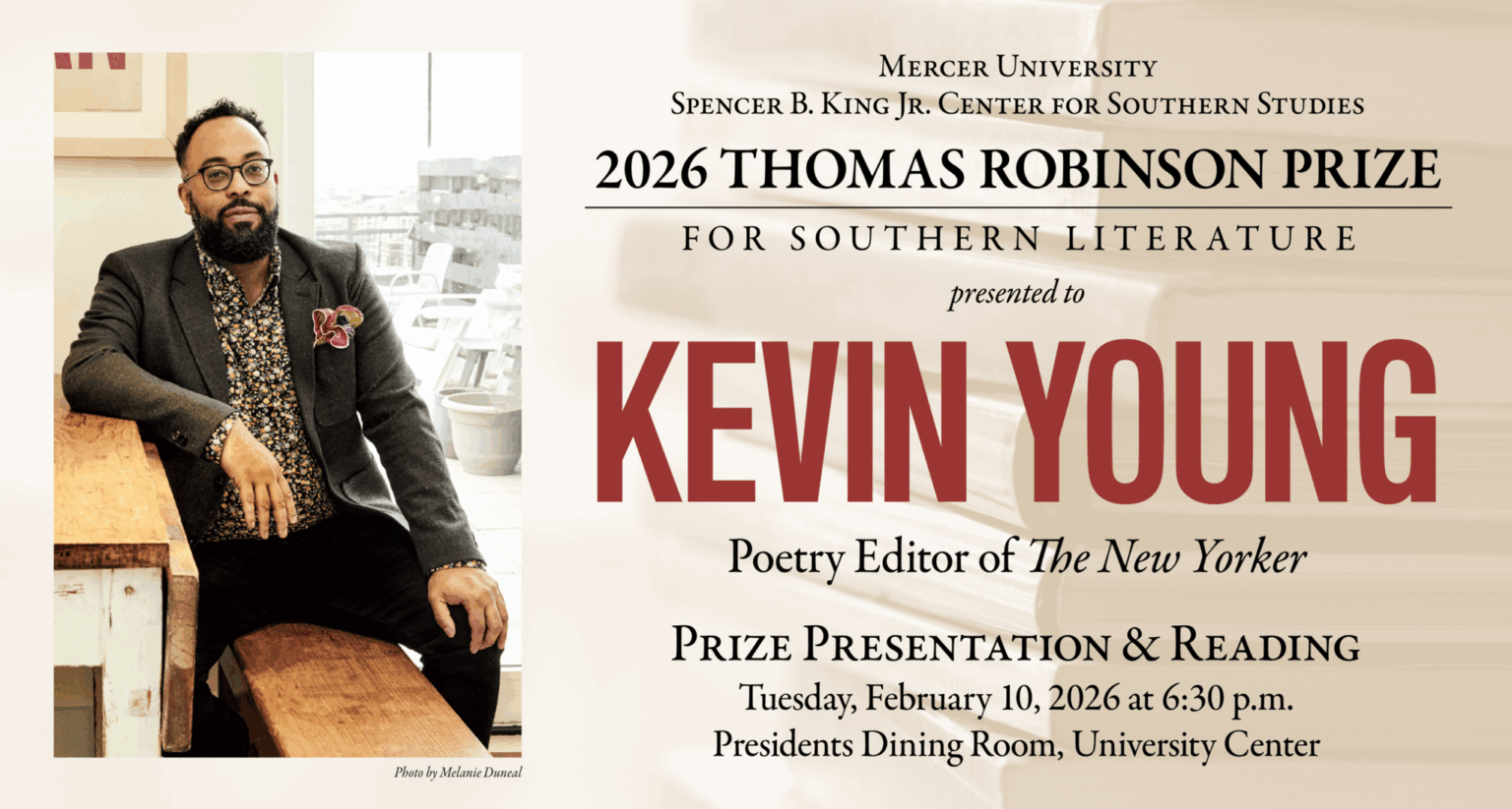 Thomas Robinson Prize: Kevin Young | Mercer Events